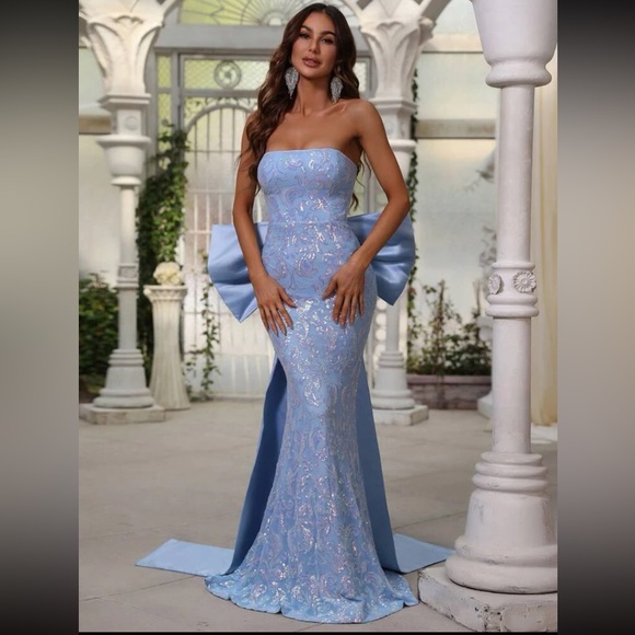 Rebellious Rose | Dresses | Mermaid Hem Big Bow Back Sequin Tube Prom ...